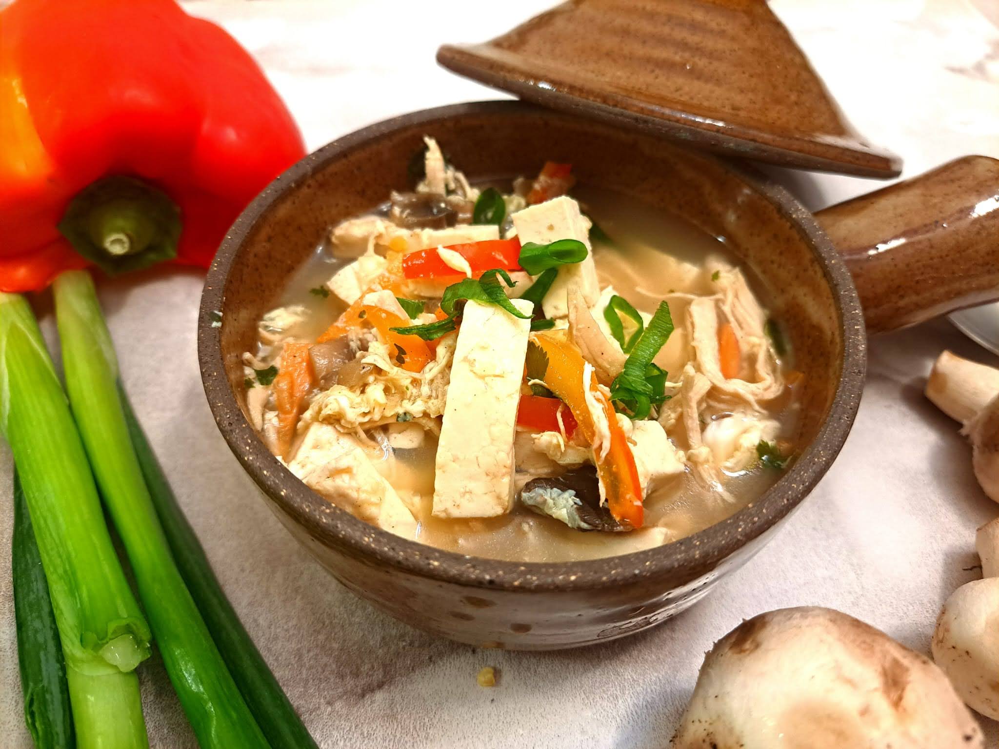 Chicken Tofu Egg Drop Soup - Made By Falak